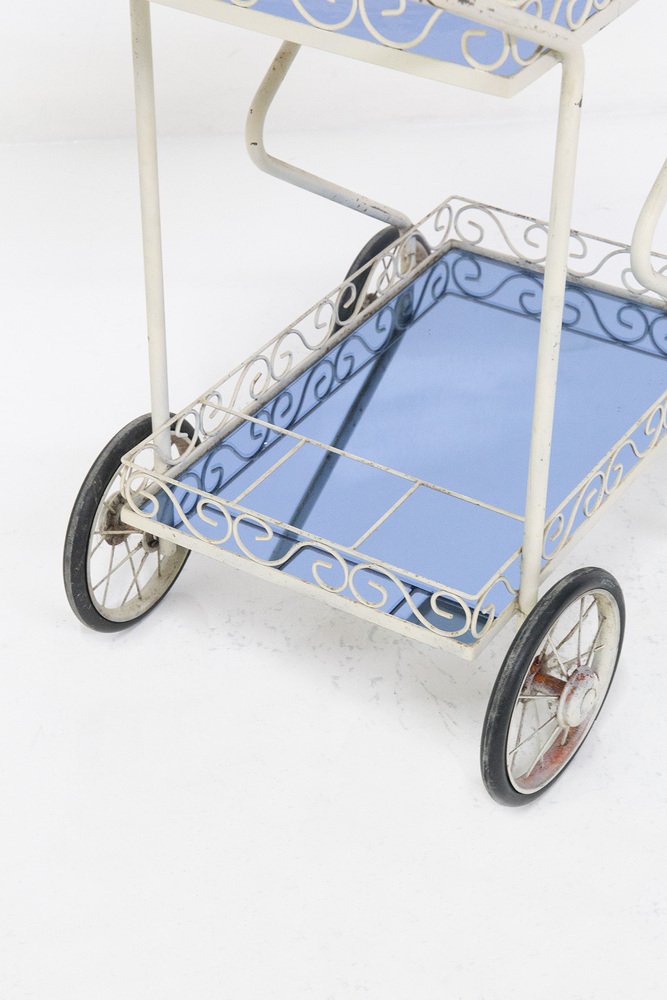 Blue Glass Trolley in Painted Iron from Fontana Arte, 1950s for sale at ...