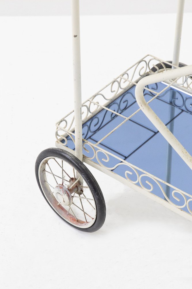 Blue Glass Trolley in Painted Iron from Fontana Arte, 1950s for sale at ...
