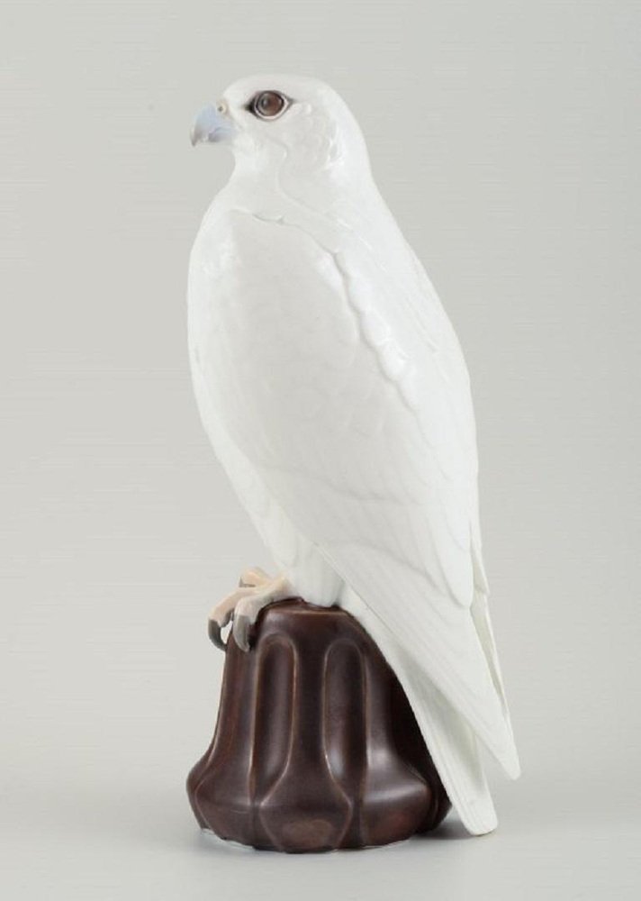 Large Falcon Porcelain Figure by Dahl Jensen for Bing & Grondahl, 1920s ...