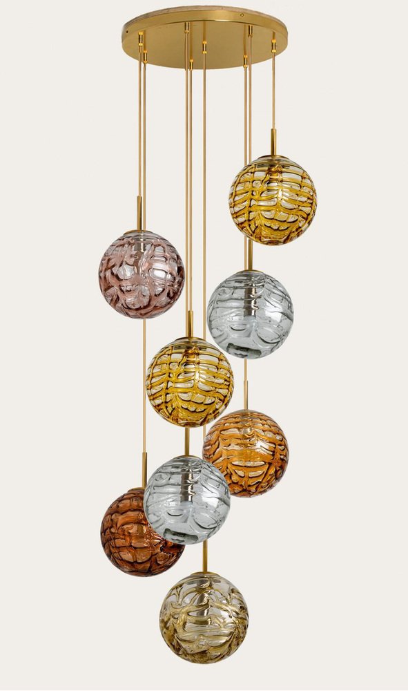 Cascade Hanging Light Fixture with Eight Murano Glass Globes, 1960s for ...