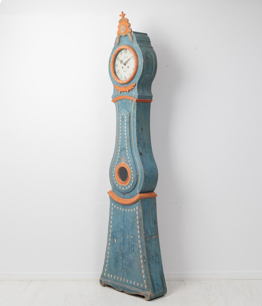 Antique Swedish Long Case Clock in Pine for sale at Pamono