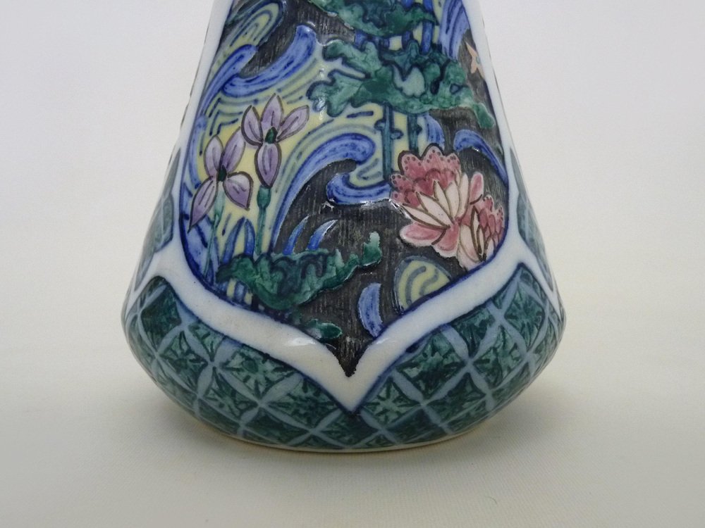 Art Nouveau Vase with Floral Decoration in Earthenware by H. Gillieron ...