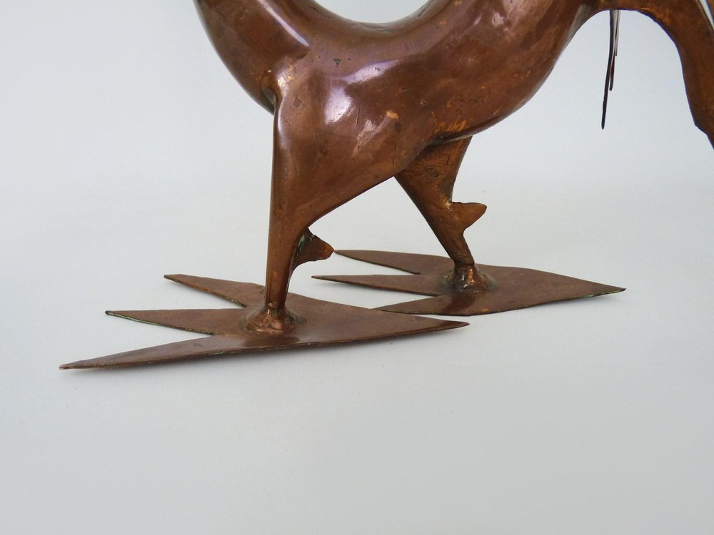 Brutalist Copper Rooster Sculpture in Michel Anasse Style, 1950s for ...