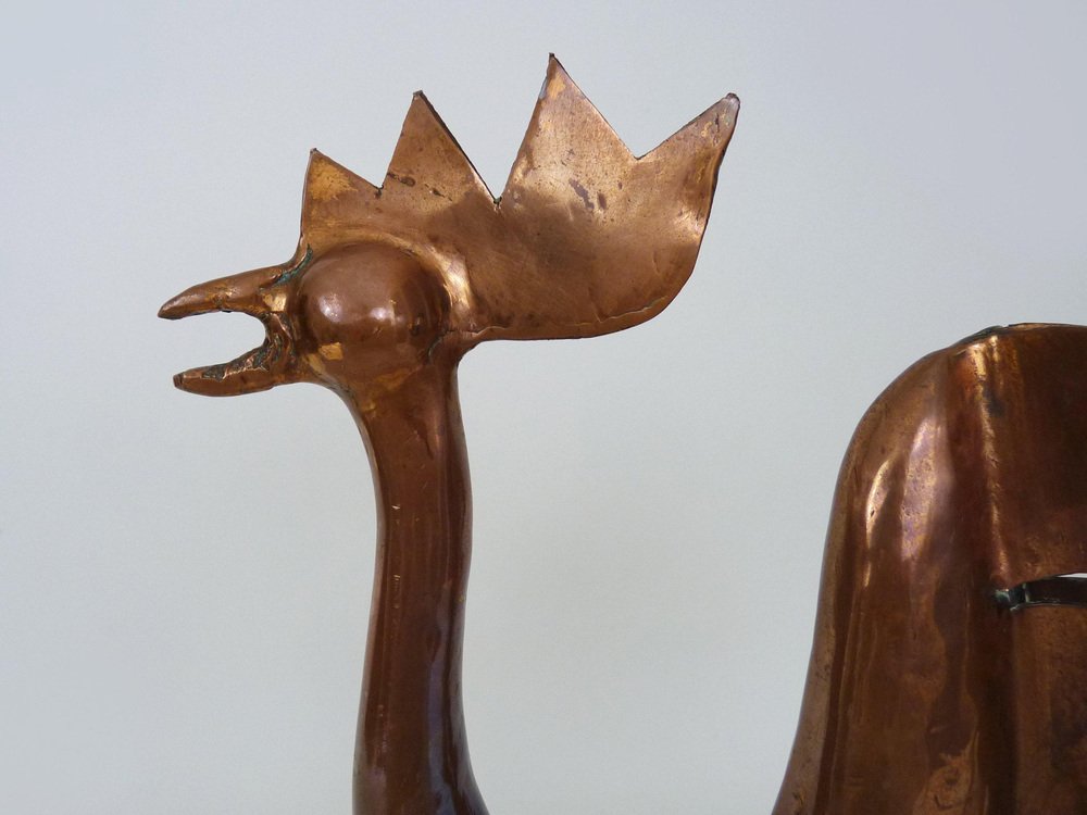 Brutalist Copper Rooster Sculpture in Michel Anasse Style, 1950s for ...
