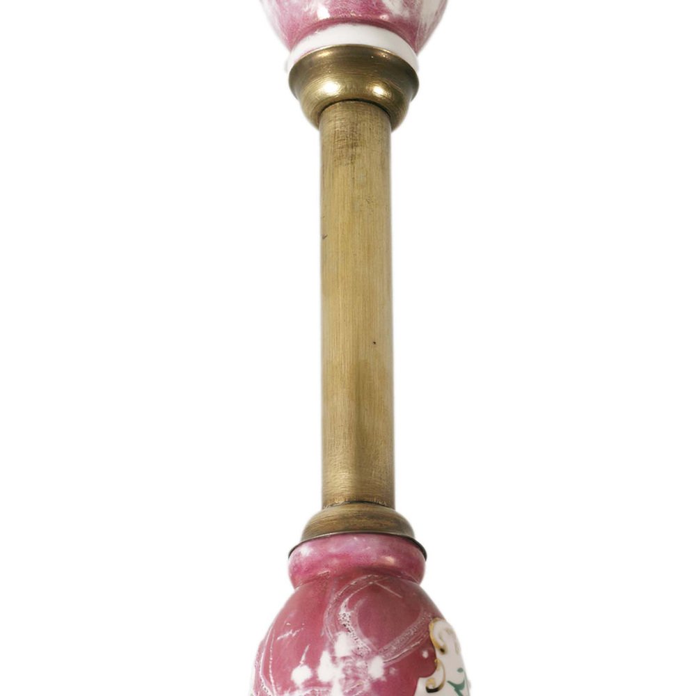 Art Deco Floor Lamp with Gilt Brass Stem and Porcelain Inserts by ...