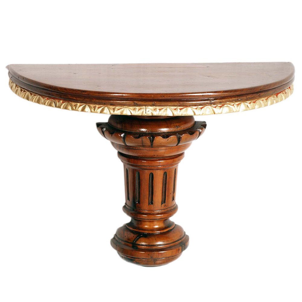 18th Century Renaissance Hand-Carved Walnut Console Shelf with Gilt ...