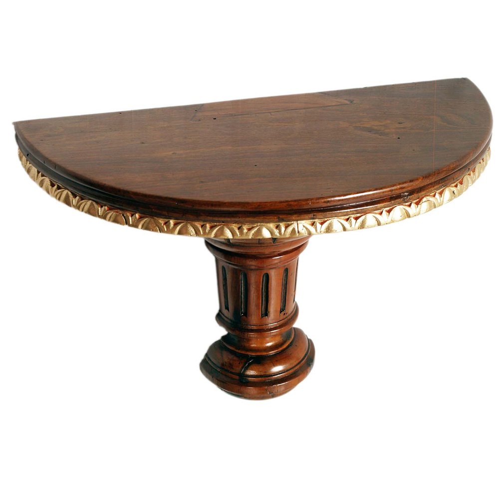 18th Century Renaissance Hand-Carved Walnut Console Shelf with Gilt ...
