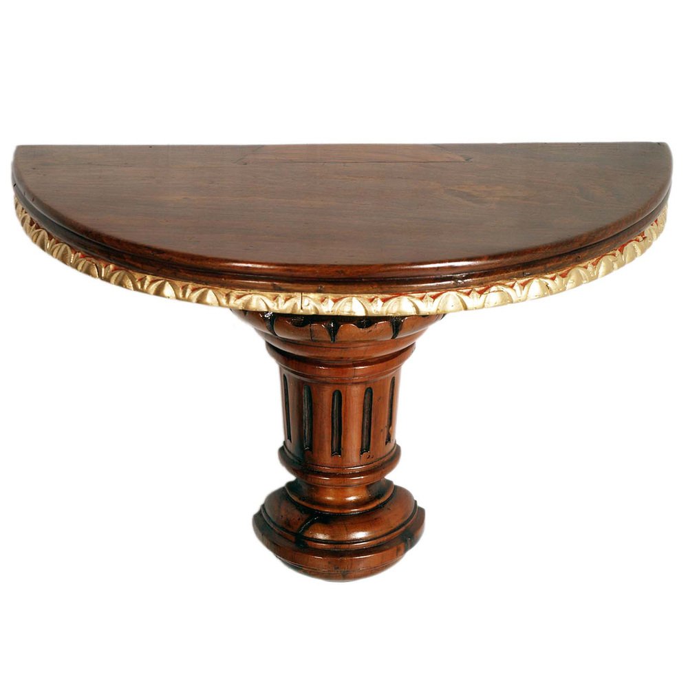 18th Century Renaissance Hand-Carved Walnut Console Shelf with Gilt ...