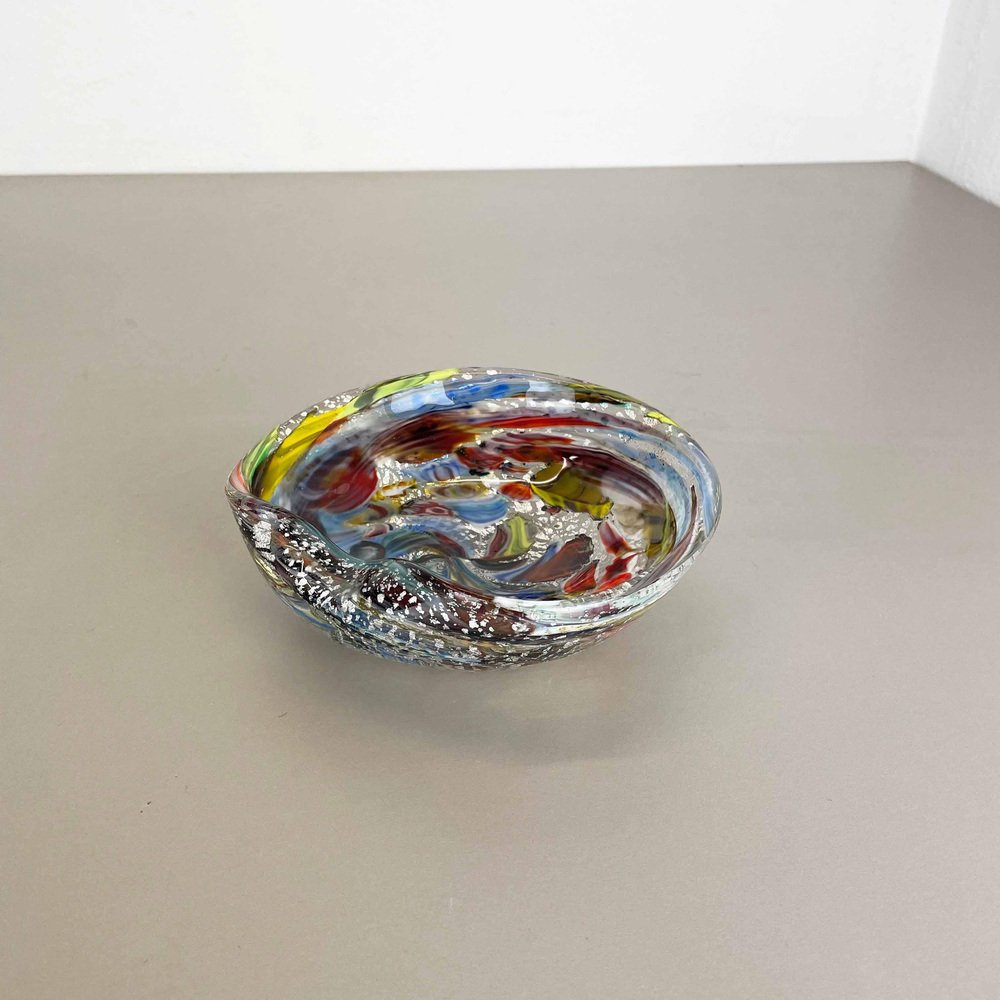 Silver Flakes Murano Glass Ashtray attributed to Dino Martens, Italy ...