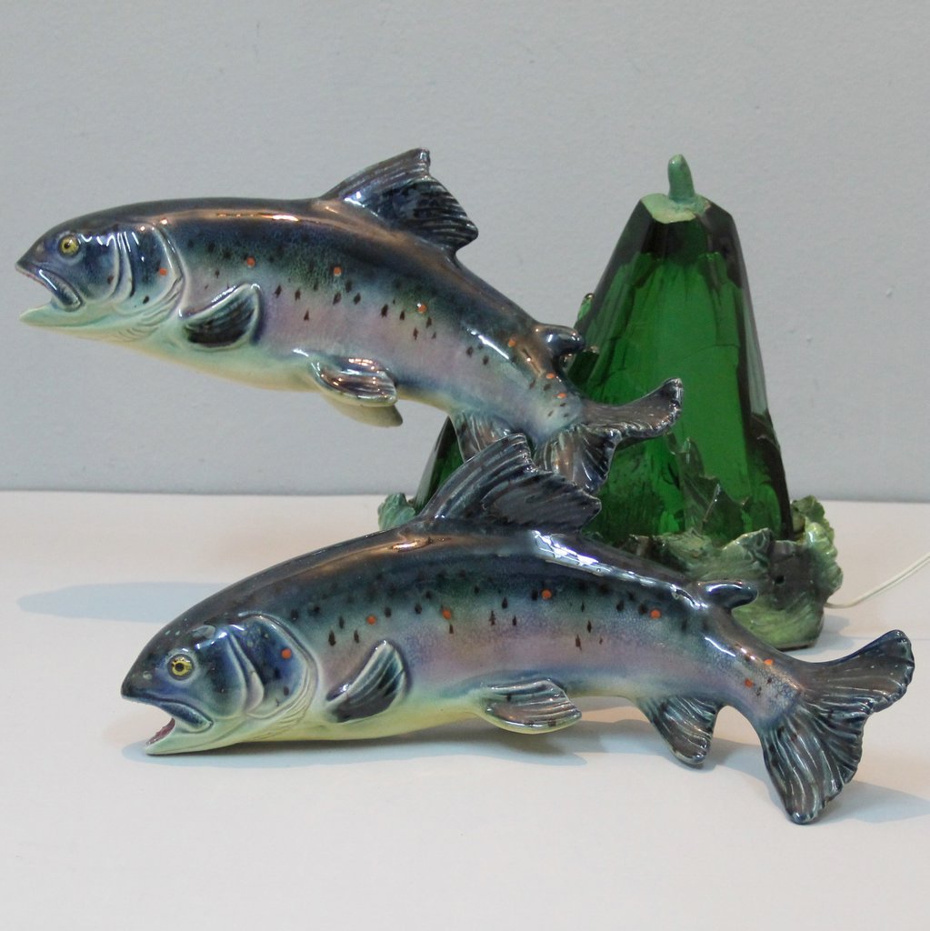 Ceramic Trout Lamp by S. R. Bonome, 1950s for sale at Pamono