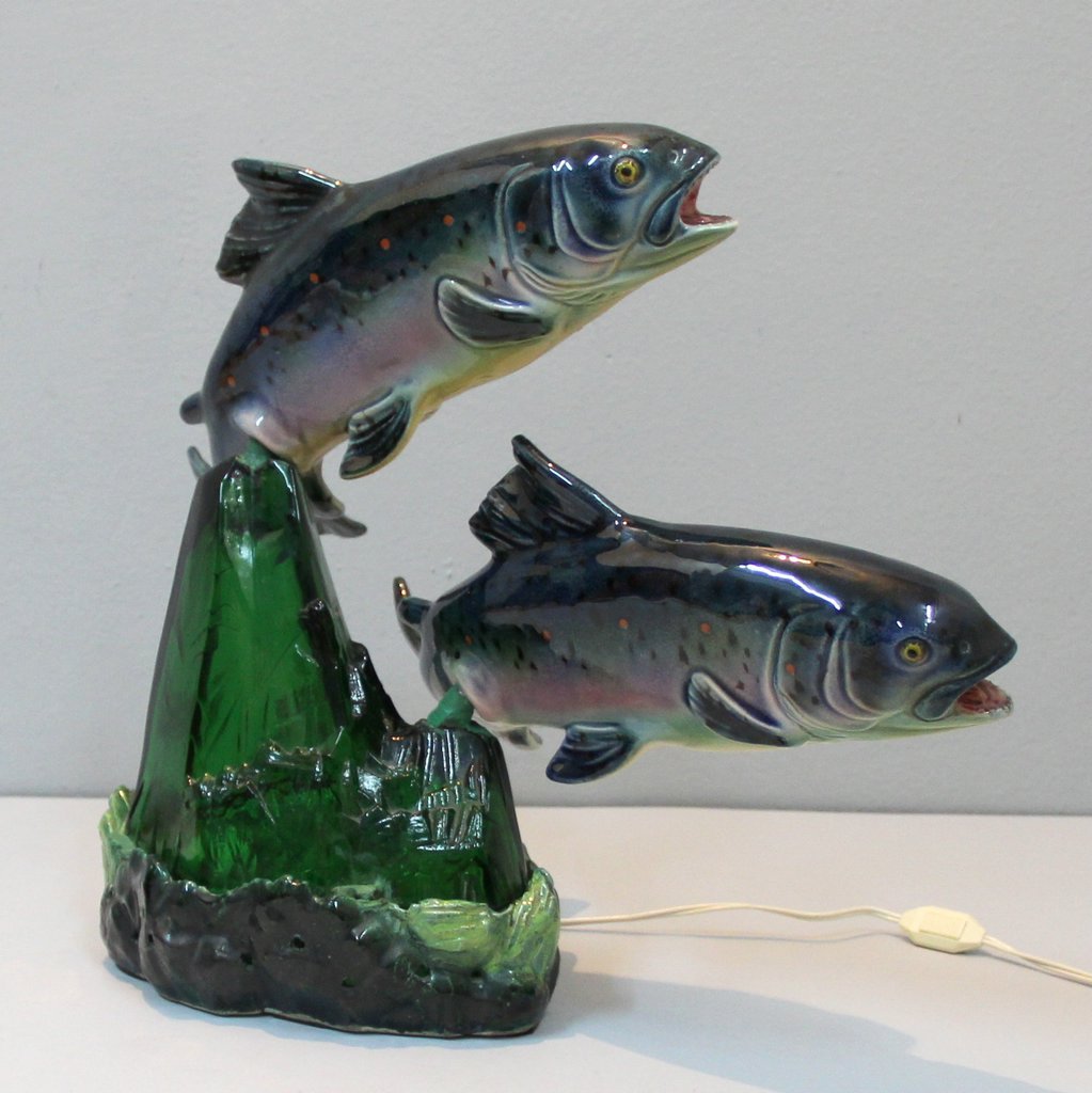 Ceramic Trout Lamp by S. R. Bonome, 1950s for sale at Pamono
