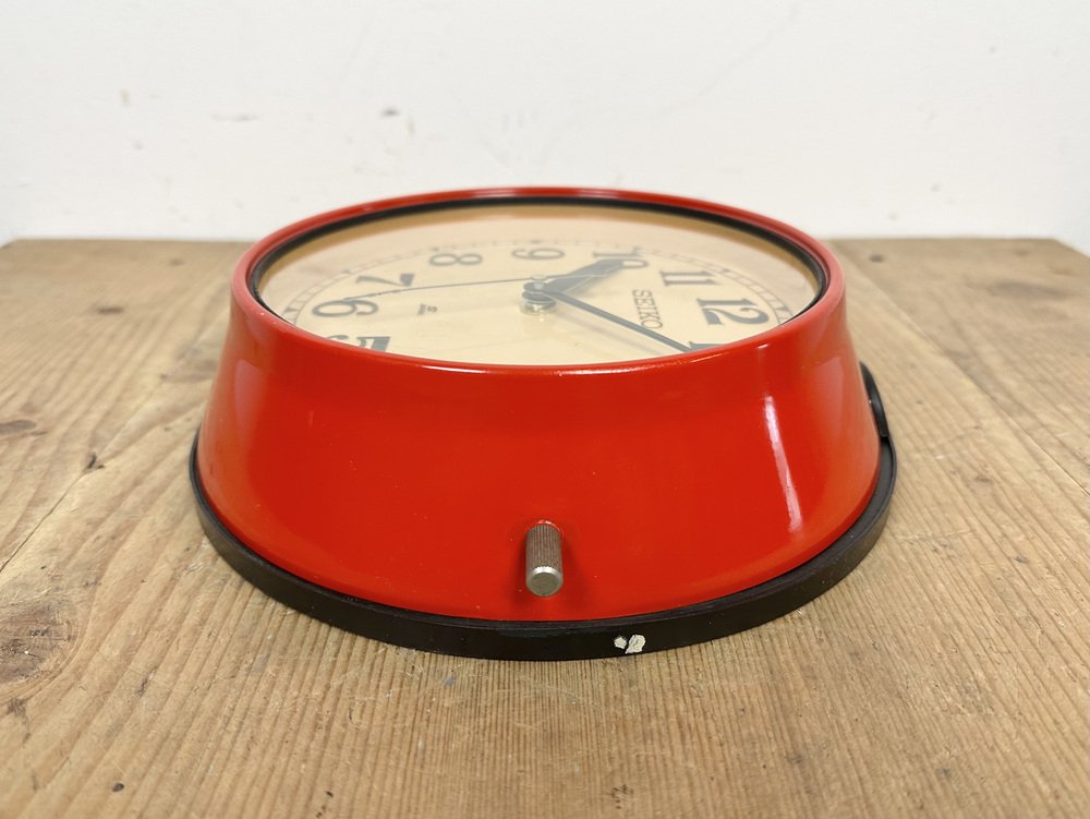 Vintage Red Seiko Navy Wall Clock, 1970s for sale at Pamono
