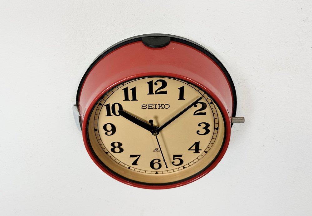 Vintage Red Seiko Navy Wall Clock, 1970s for sale at Pamono