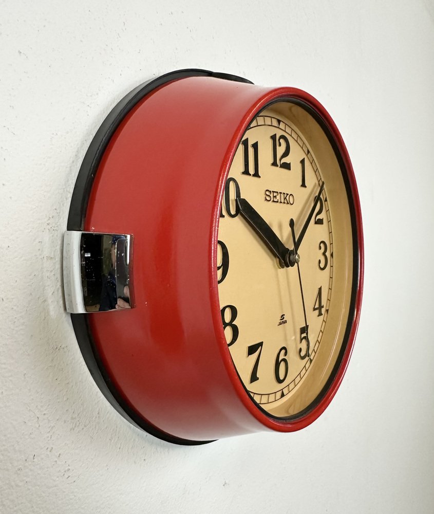 Vintage Red Seiko Navy Wall Clock, 1970s for sale at Pamono