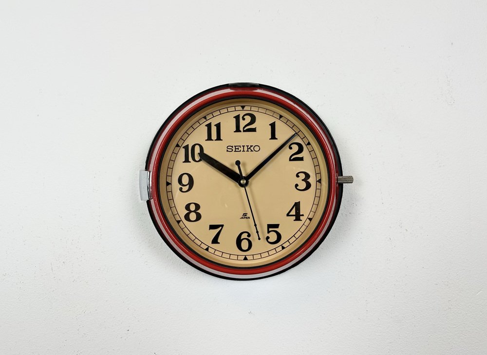 Vintage Red Seiko Navy Wall Clock, 1970s for sale at Pamono