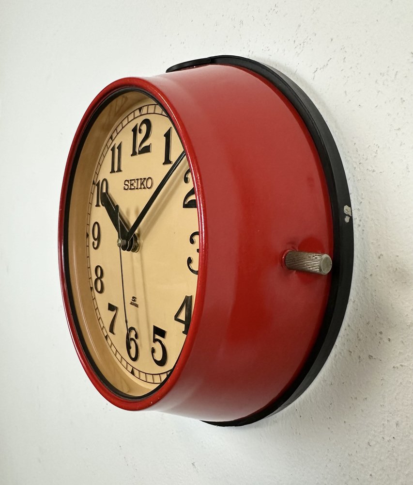 Vintage Red Seiko Navy Wall Clock, 1970s for sale at Pamono