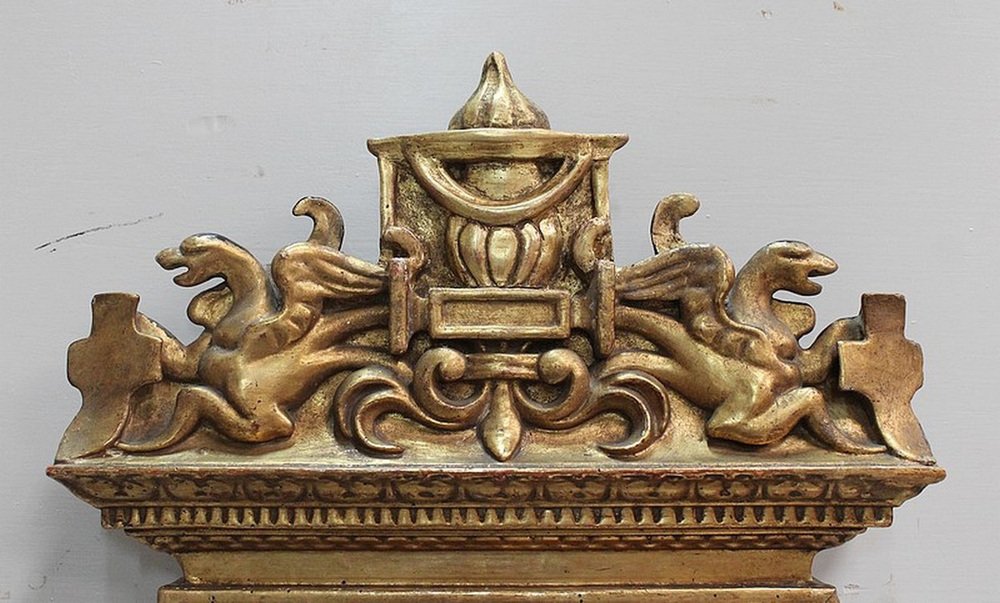 Small 19th Century Golden Wood Mirror with Winged Animal Decorations ...