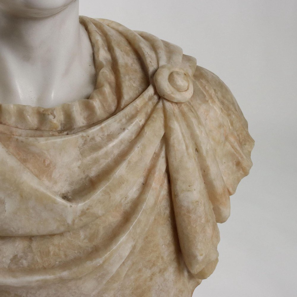 Roman Emperor Bust in White Marble and Flowery Alabaster for sale at Pamono