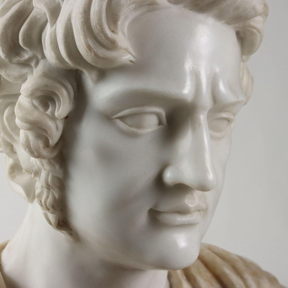 Roman Emperor Bust in White Marble and Flowery Alabaster for sale at Pamono