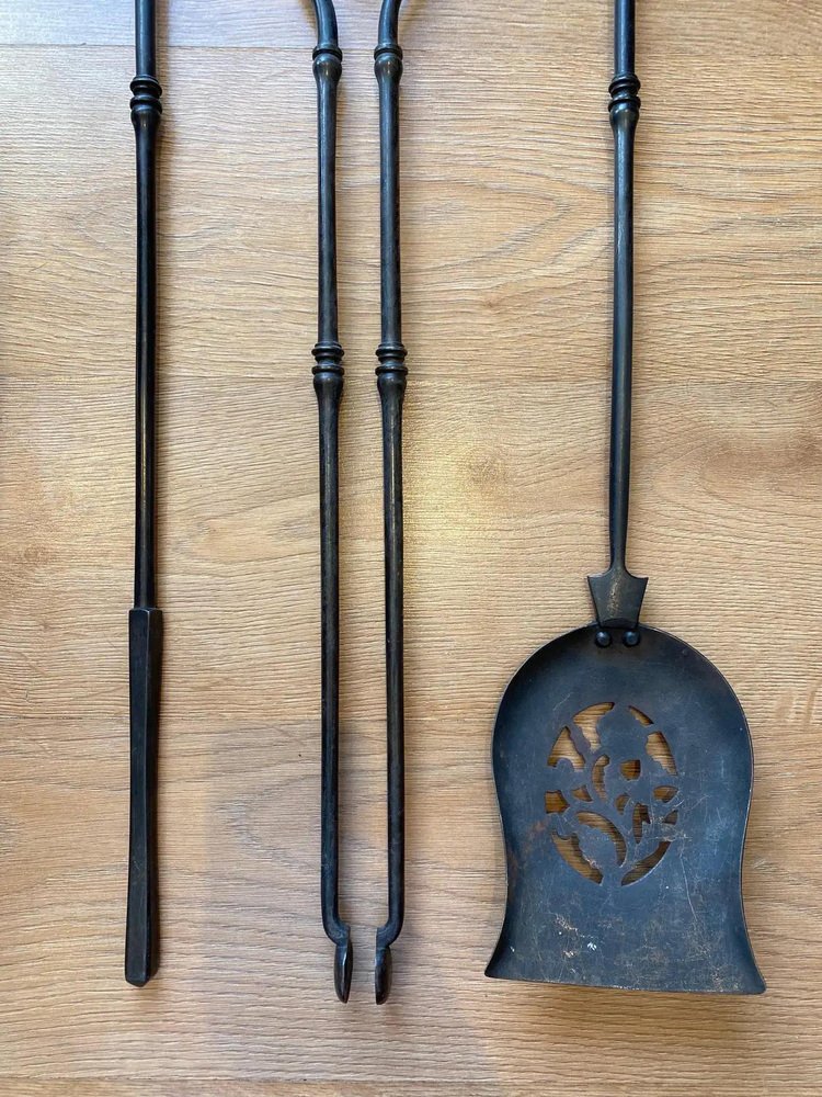 Victorian Gothic Fire Companion Set in Iron, 1800s, Set of 3 for sale ...