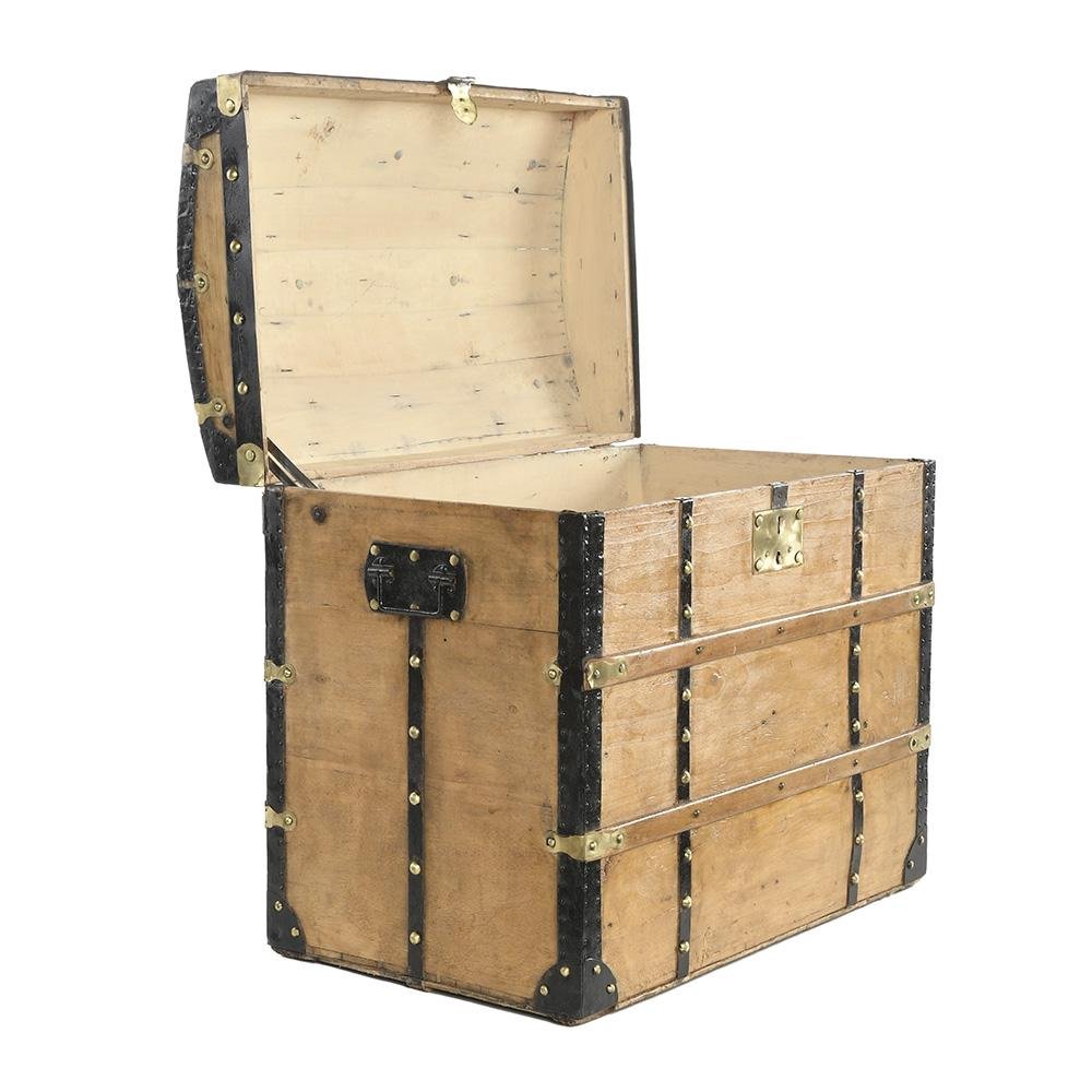 Parisian Reinforced Wooden Transport Trunk, 1800s for sale at Pamono