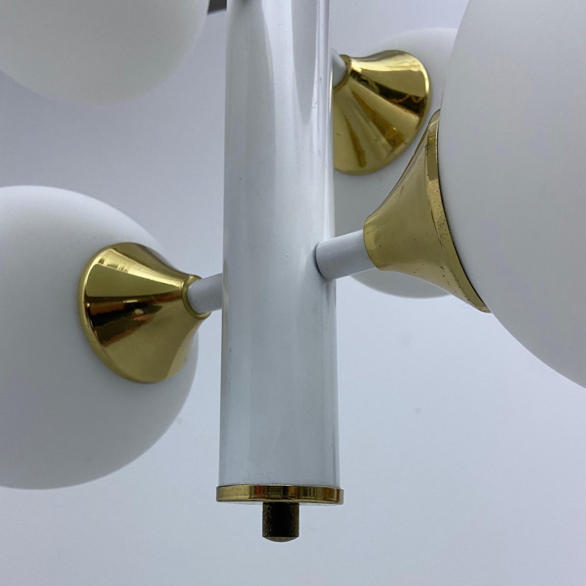 Brass and Metal Sputnik Light with 6 Opaline Bulbs from Kaiser Idell ...