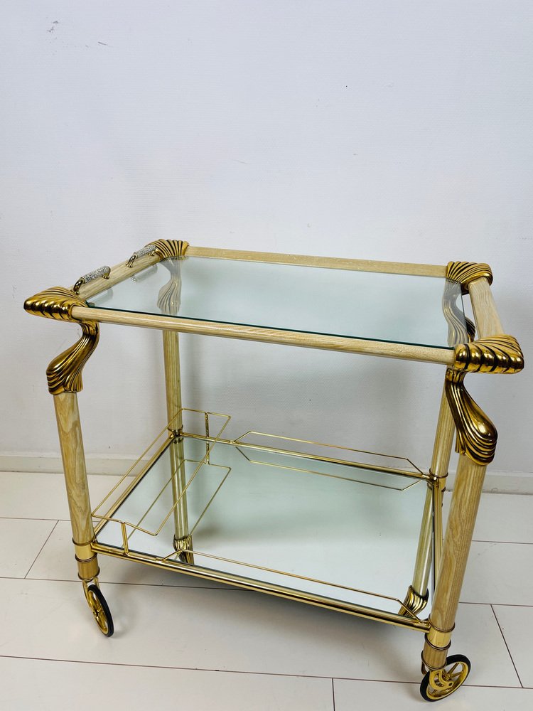 Vintage Spanish Hollywood Regency Brass Serving Cart from Curvasa ...