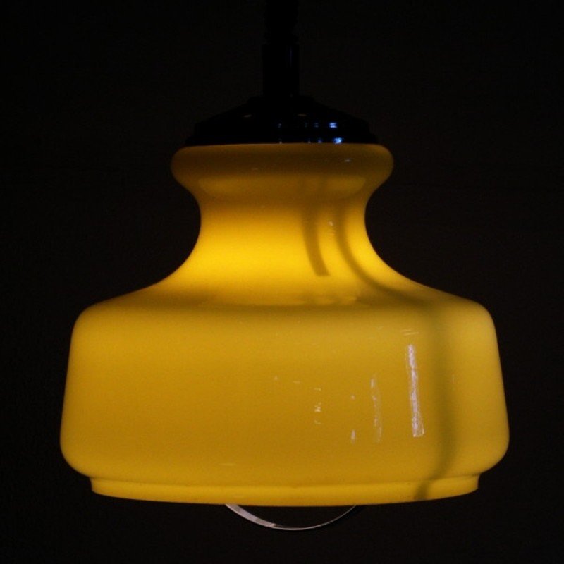 Vintage Italian Yellow Glass Ceiling Lamp, 1960s for sale at Pamono