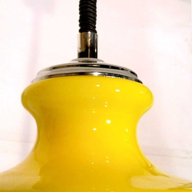 Vintage Italian Yellow Glass Ceiling Lamp, 1960s for sale at Pamono