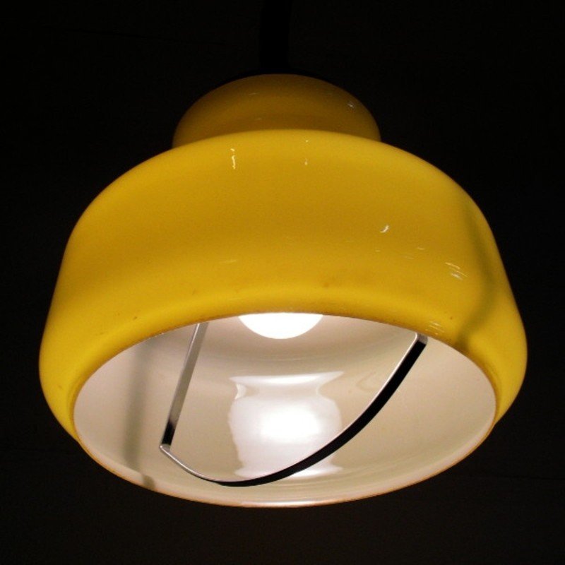 Vintage Italian Yellow Glass Ceiling Lamp, 1960s for sale at Pamono