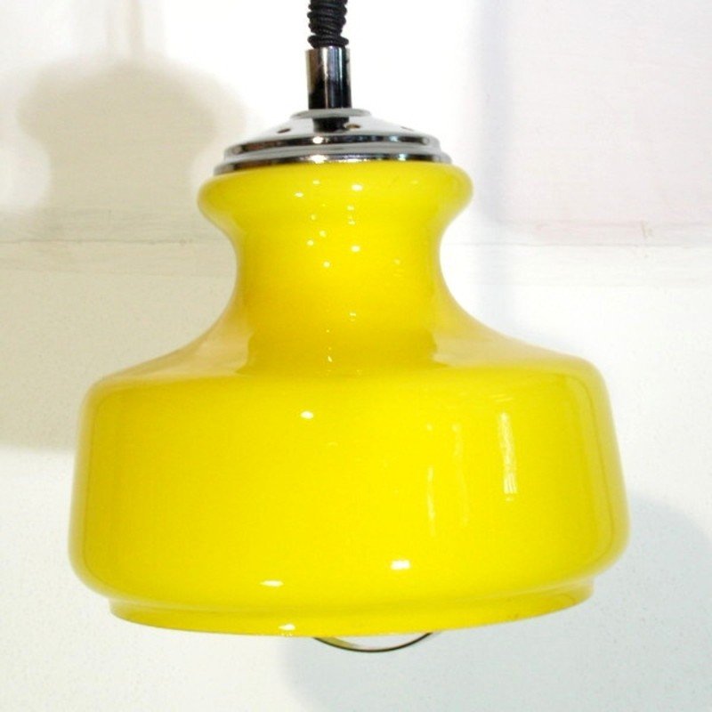 Vintage Italian Yellow Glass Ceiling Lamp, 1960s for sale at Pamono