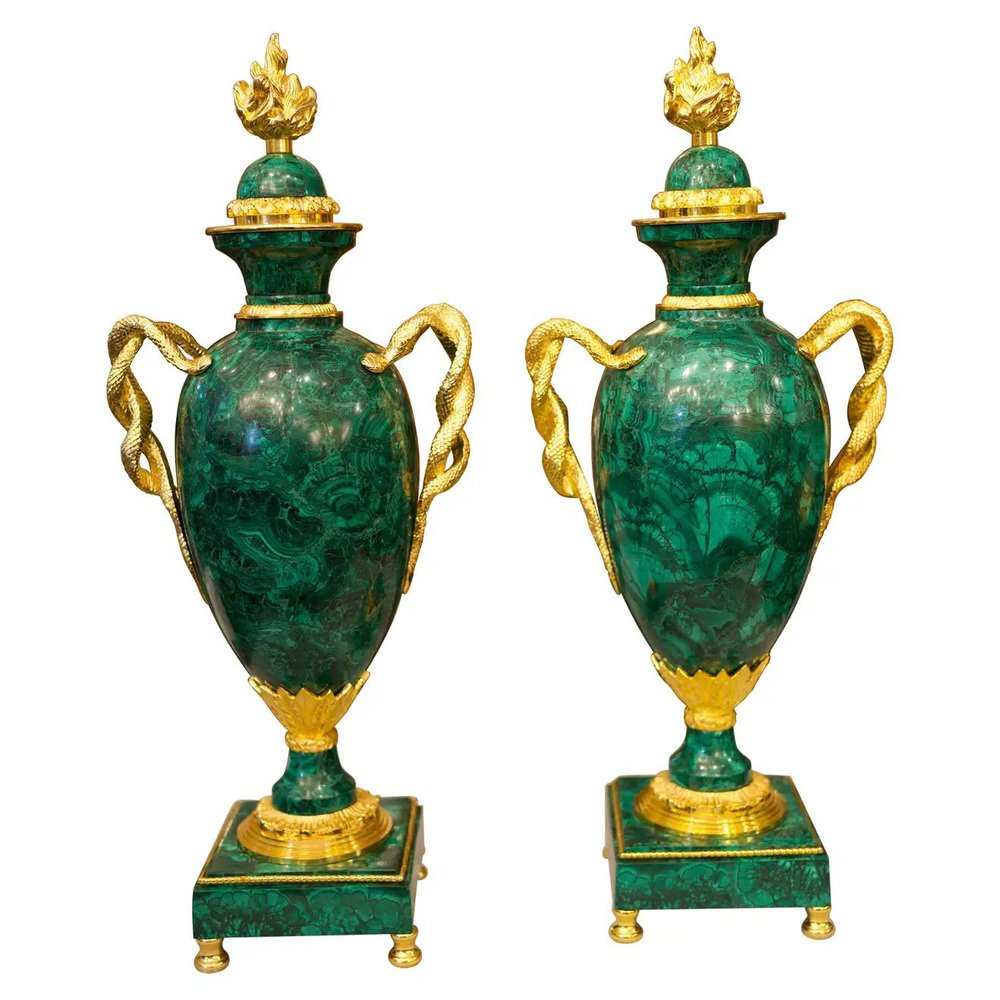 Large Ormolu Mounted Malachite Empire Style Vases, Set of 2 for sale at ... Large Ormolu Mounted Malachite Empire Style Vases, Set of 2 for sale at ...