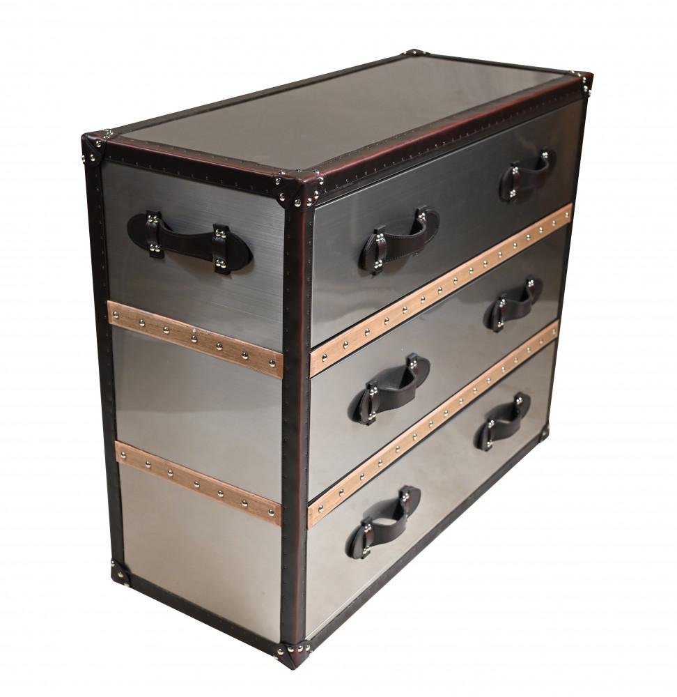 Vintage Industrial Leather Metal Chest Drawers for sale at Pamono