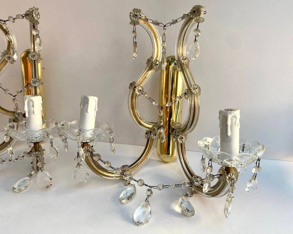 Paited Crystal Wall Lights in the style of Maria Theresa from Massive ...