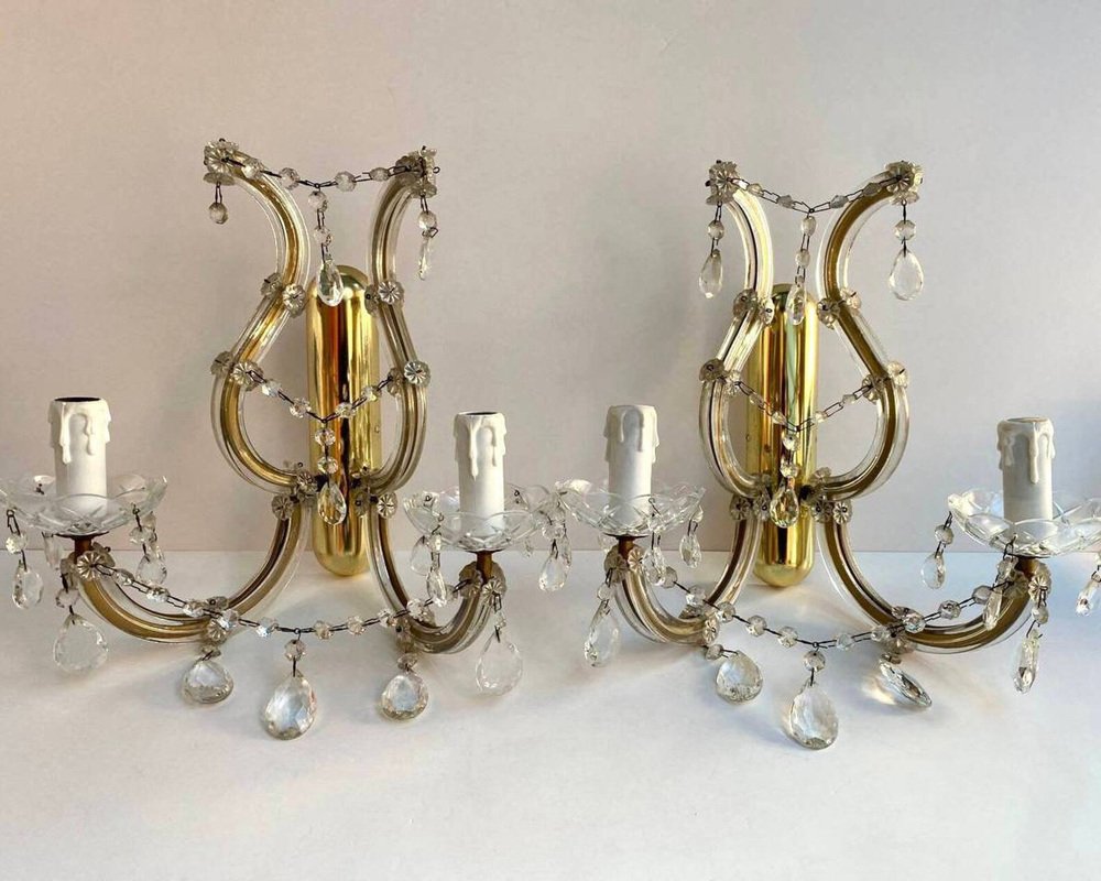 Paited Crystal Wall Lights in the style of Maria Theresa from Massive ...