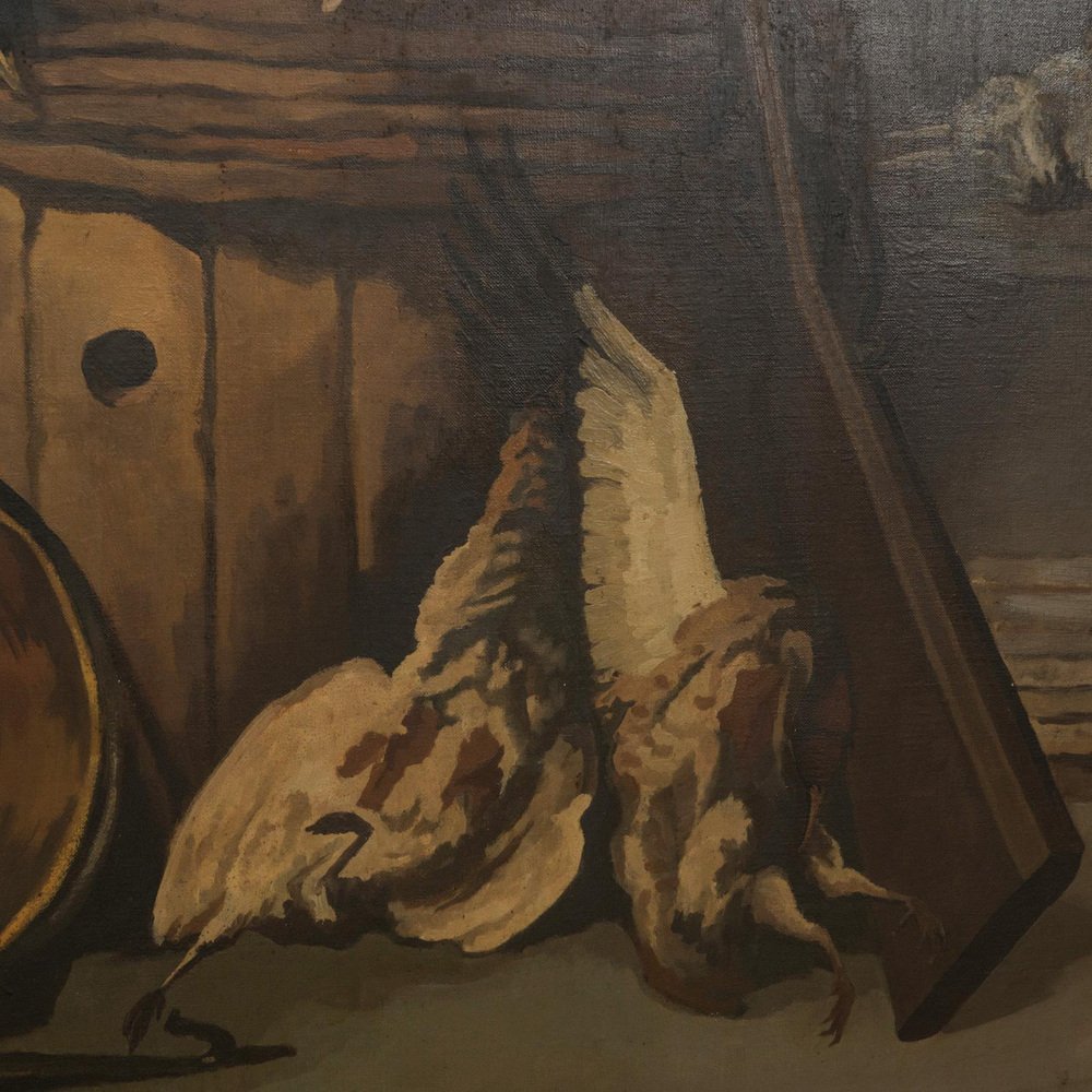 Poulin, Hunting Still Life, Mid-20th Century, Oil on Canvas, Framed for ...