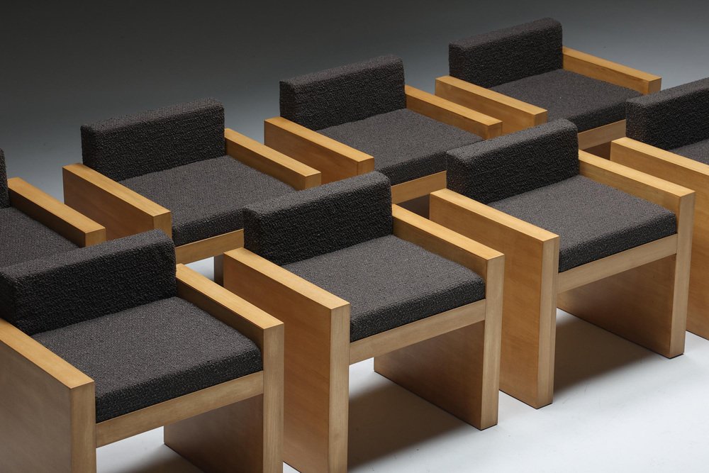 Dark Grey Upholstery Cubic Lounge Chair, Europe, 1980s for sale at Pamono