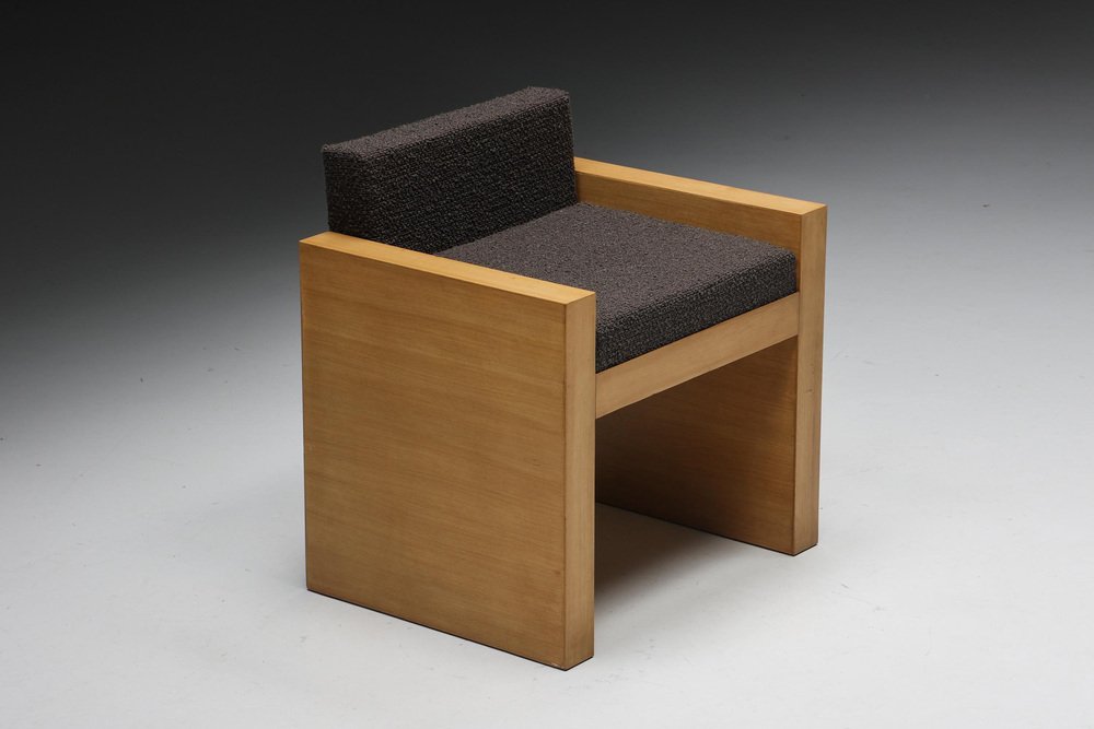 Dark Grey Upholstery Cubic Lounge Chair, Europe, 1980s for sale at Pamono