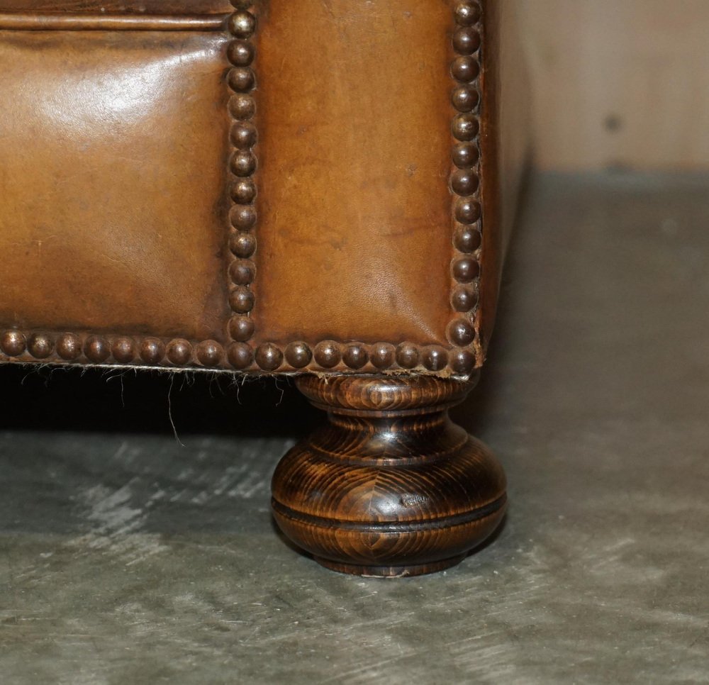 Vintage English Chesterfield Sofa in Hand-Dyed Cigar Brown Leather ...