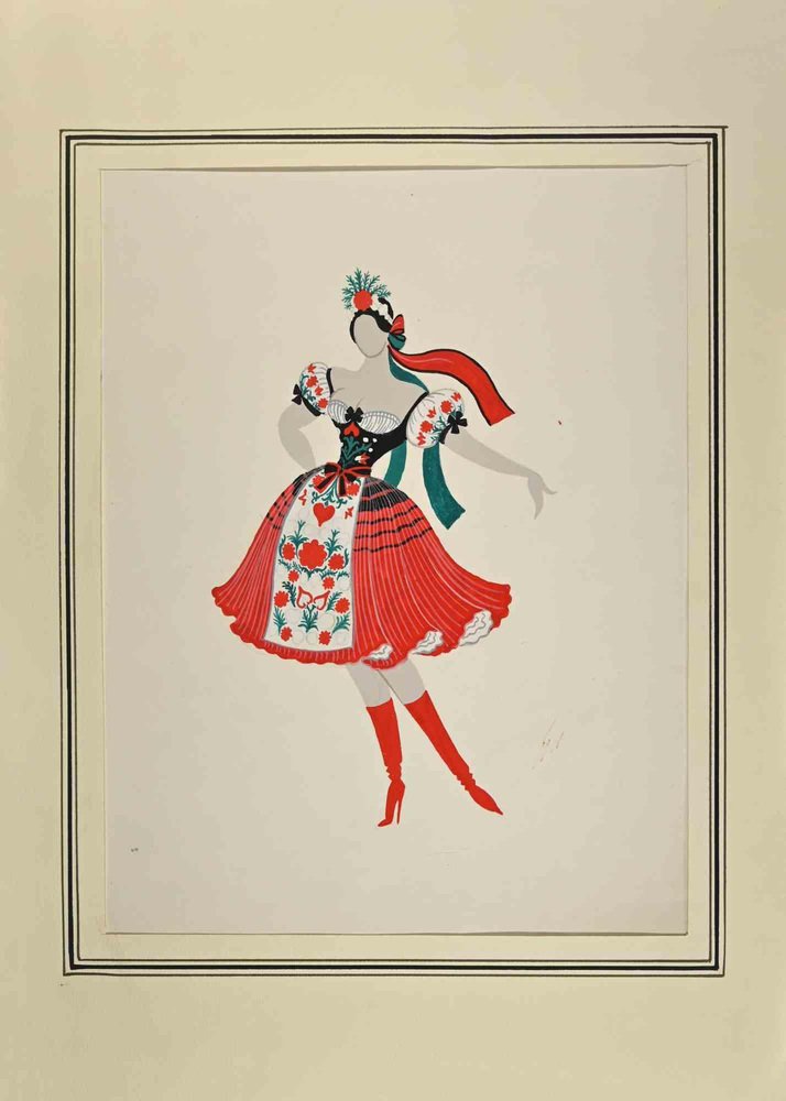 Erté, Costume Design, Gouache, 1970s for sale at Pamono