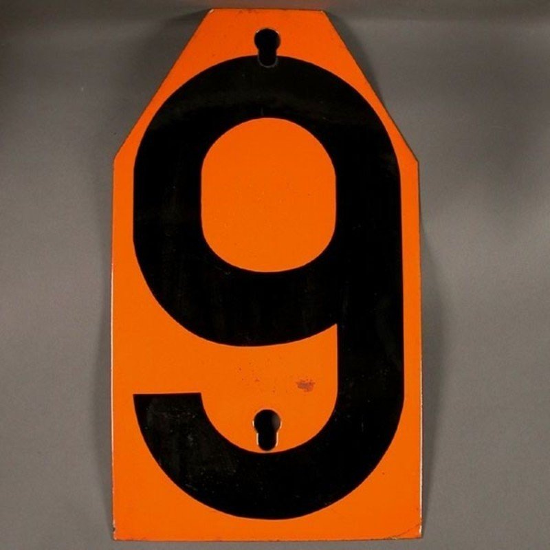 Vintage Number 9 Metal Sign, 1950s for sale at Pamono