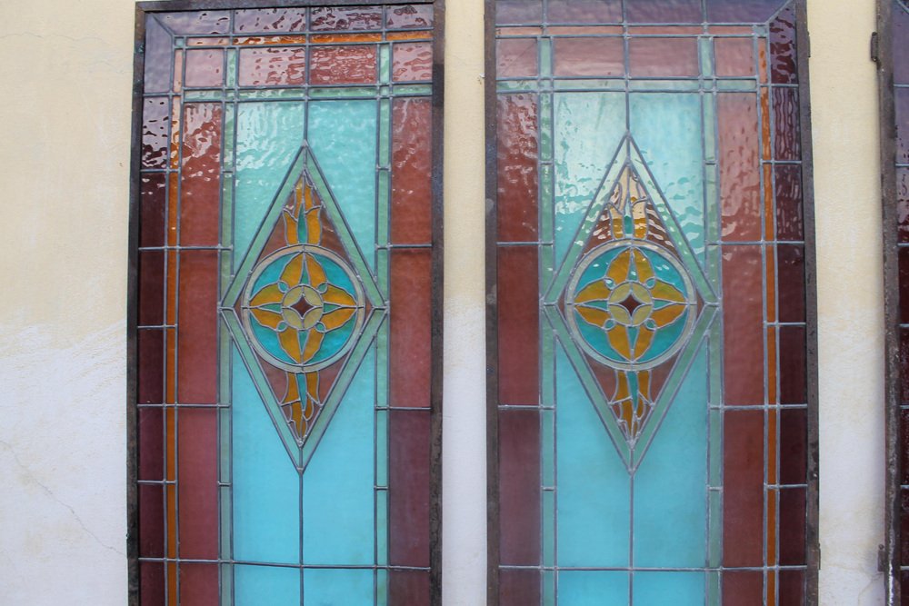 Italian Stained Glass Window Panels, 1890s, Set of 4 for sale at Pamono