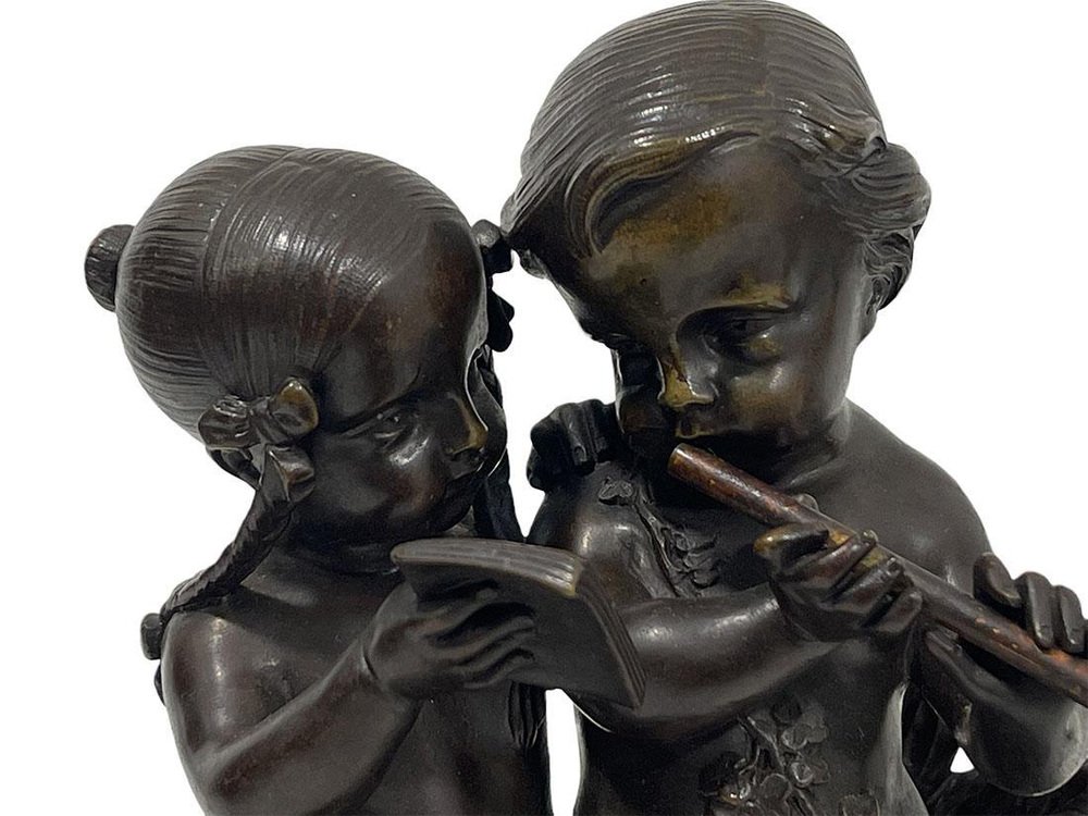 19th Century French Bronze Sculpture of Children Playing Music for sale ...