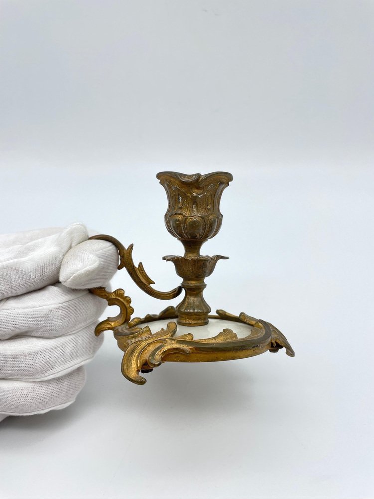 Neo-Rococo Candlestick in Gilded Bronze, 1900 for sale at Pamono