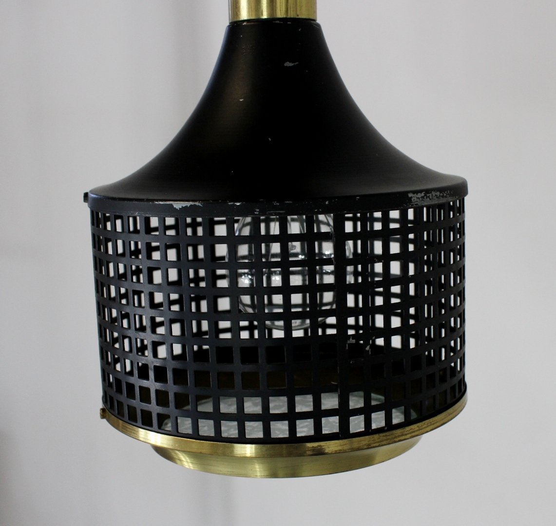 Slowakische Hängelampe aus Metall & Messing von Lubid, 1970er bei ...