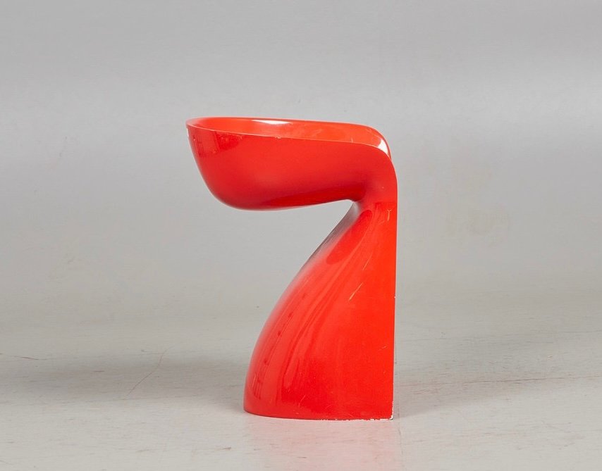 Orange Stool by Winifred Staeb for Form + Life, 1970s for sale at Pamono