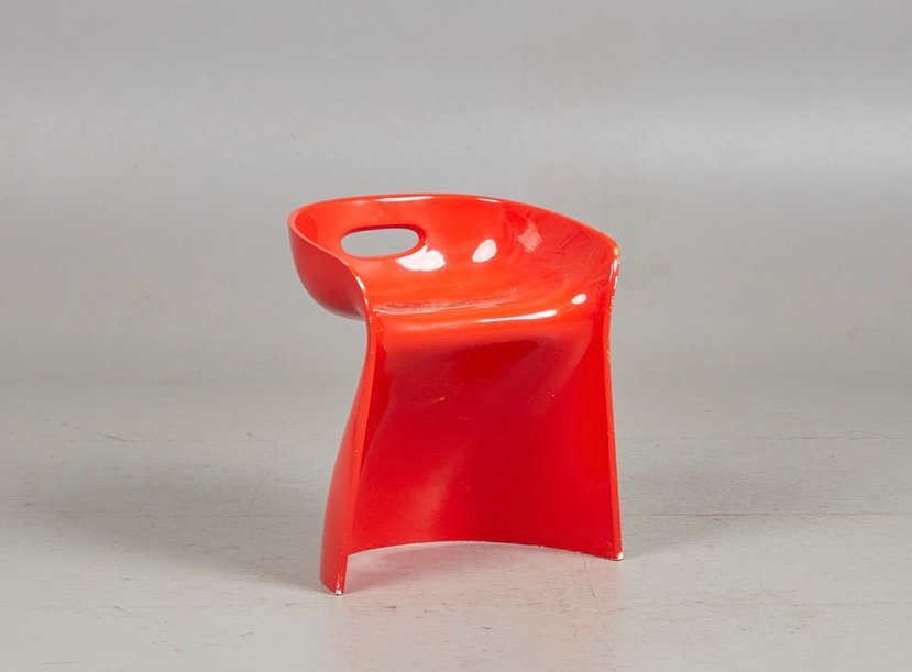 Orange Stool by Winifred Staeb for Form + Life, 1970s for sale at Pamono