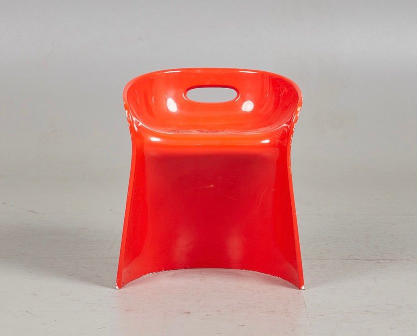 Orange Stool by Winifred Staeb for Form + Life, 1970s for sale at Pamono