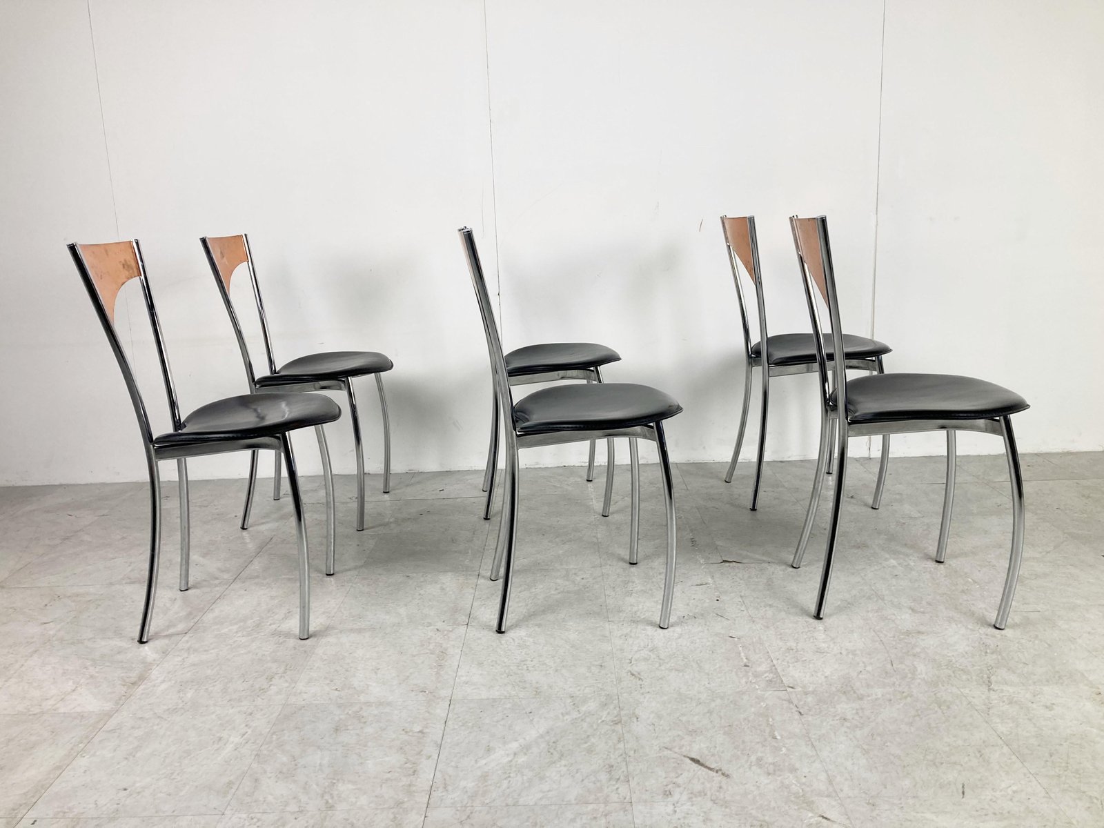 Copper Dining Chairs attributed to Cattelan Italy, 1970s, Set of 6 for ...