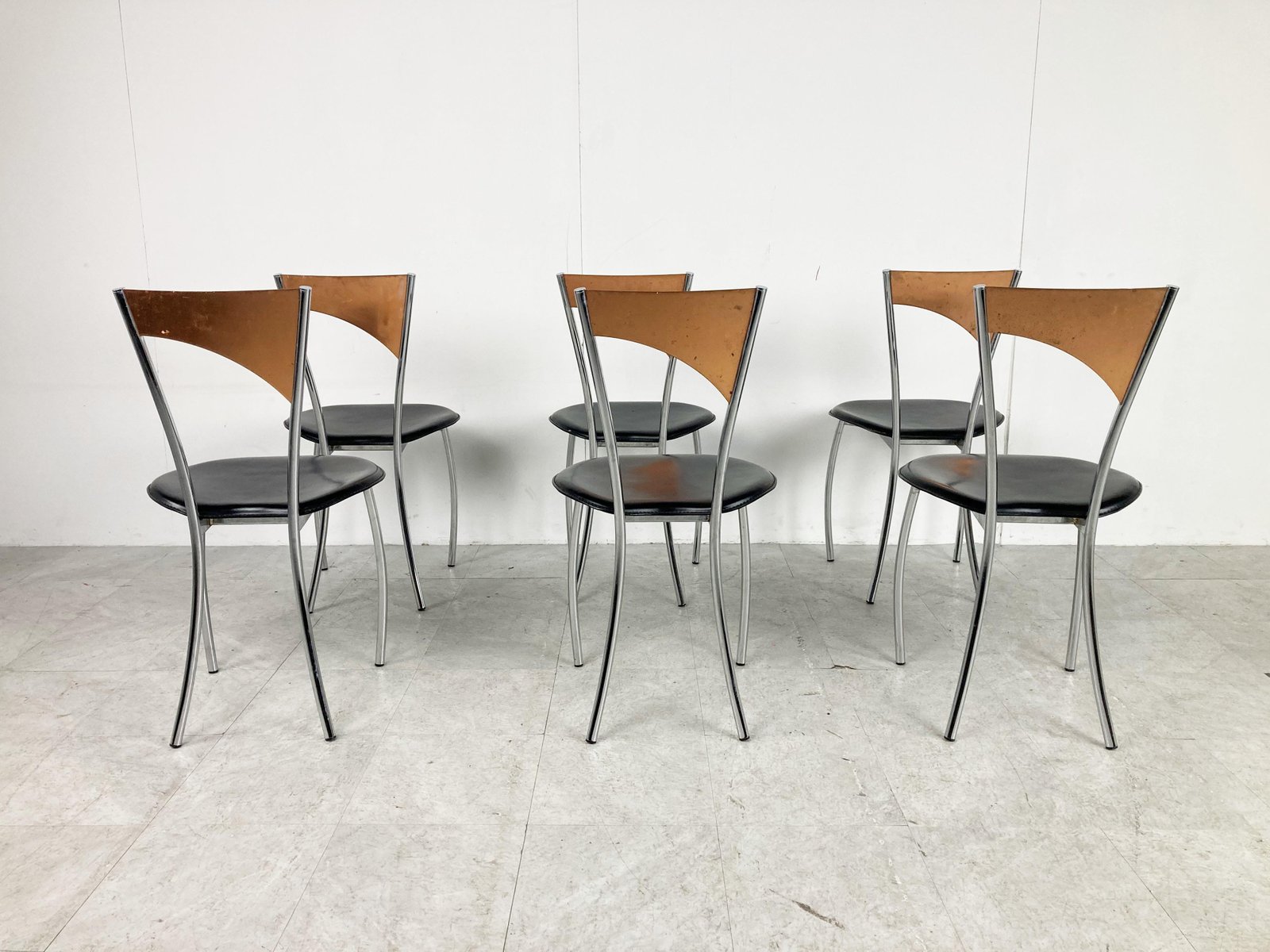 Copper Dining Chairs attributed to Cattelan Italy, 1970s, Set of 6 for ...